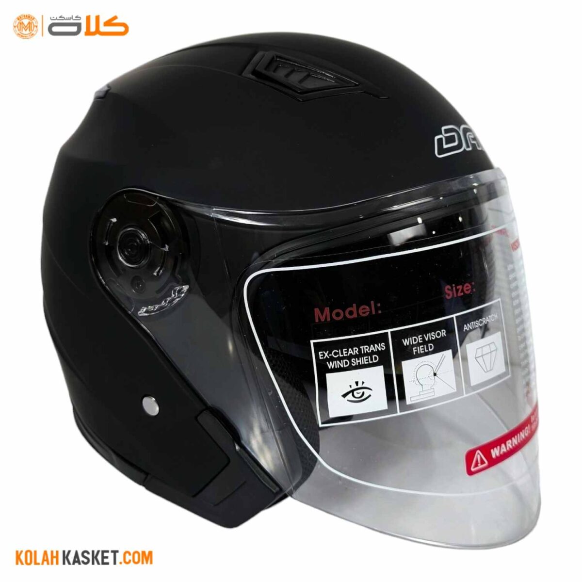 کلاه کاسکت بدون فک عینک دار مشکی DA1 | مدل 403 M BLK