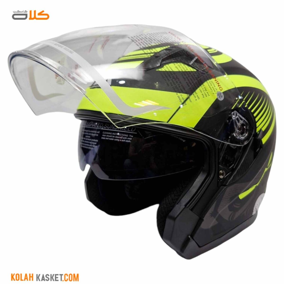 کلاه کاسکت بدون فک EK زرد مدل 528 Monkey